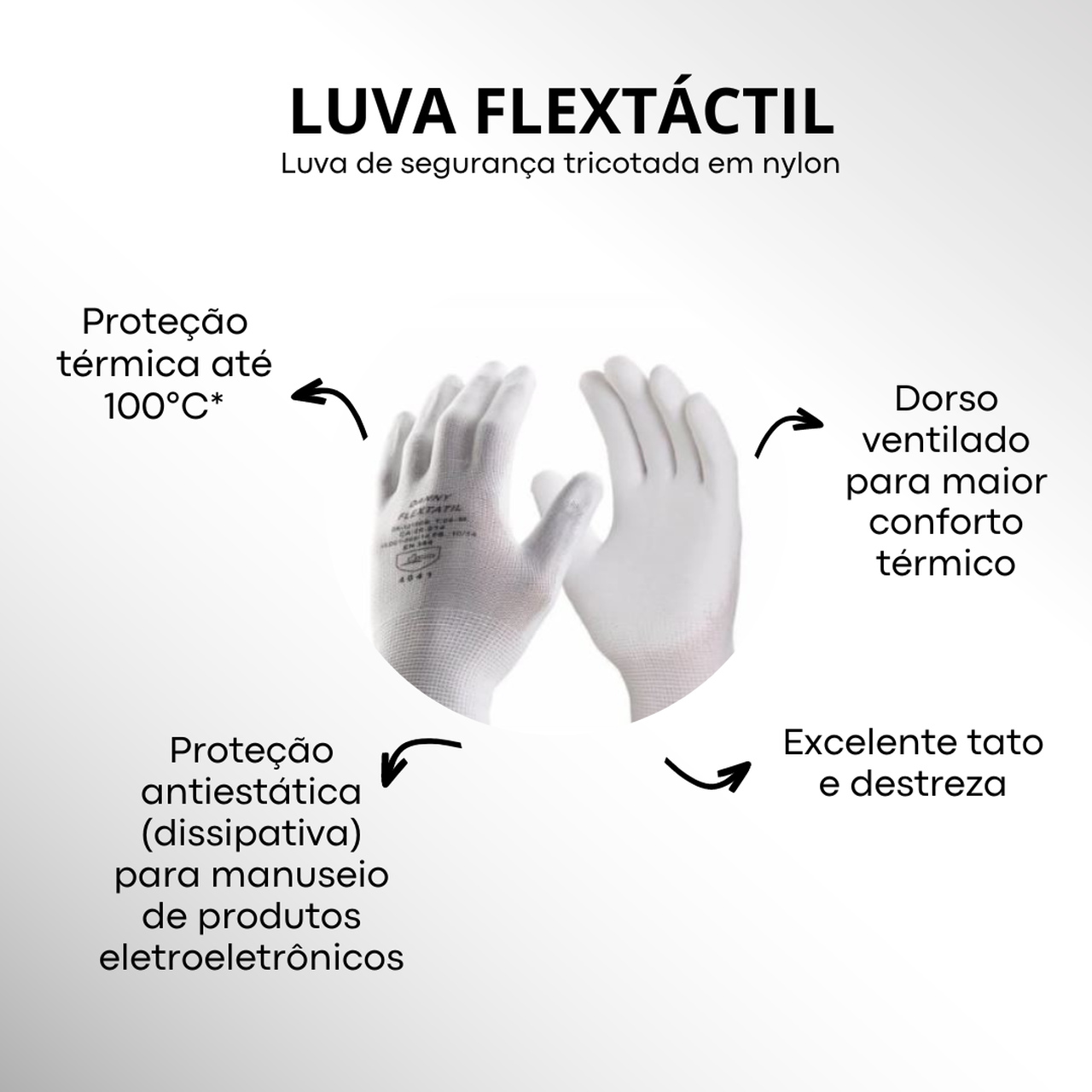 Luva Flextactil Branca - XG - Danny - Engenorma