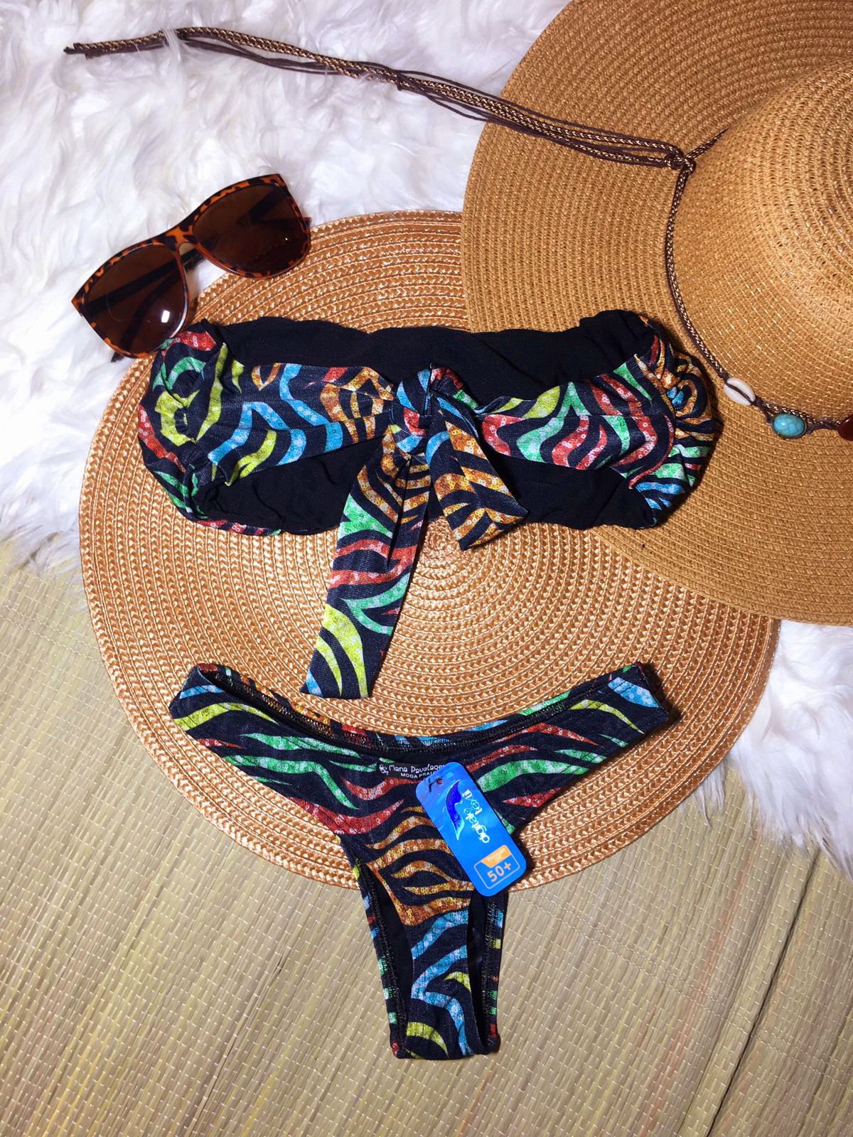 Biquíni Top Amarrar Zebra Color - Biquínis Mana
