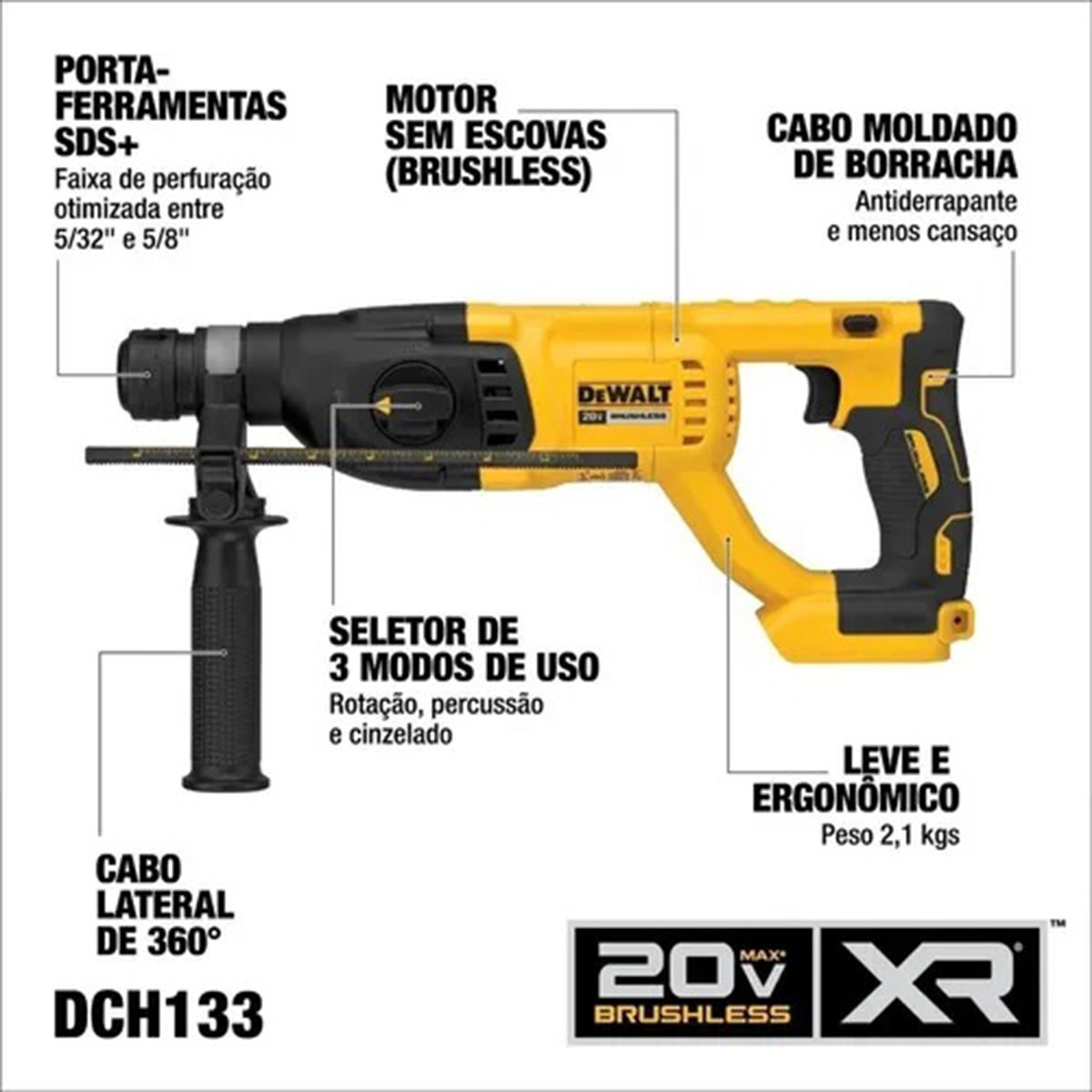 Combo Martelete Dch133 + Parafusadeira Dcf7871 20v Dewalt - Suavi ...