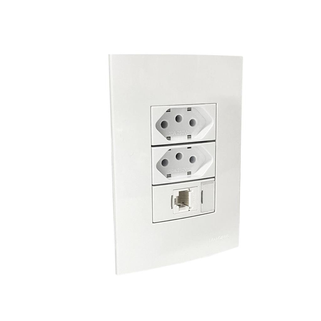 Kit com 2 Tomadas Femea 10A + Tomada Femea Rede Margirius - Suavi ...