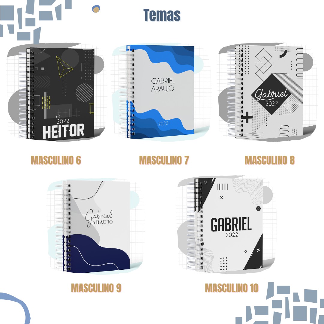 Caderno Masculino Capa Personalizada - Papelaria PGC