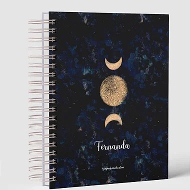 Caderno A5 Lua Capa Personalizada - Papelaria PGC