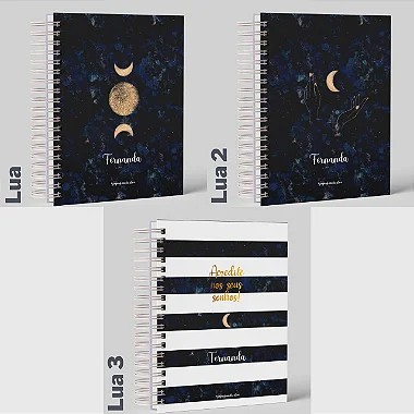 Caderno A5 Lua Capa Personalizada - Papelaria PGC