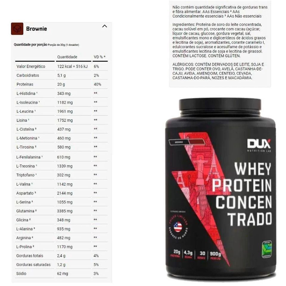 Whey Protein Concentrado Dux 900g Sabores Do Mundo Betta Suplementos