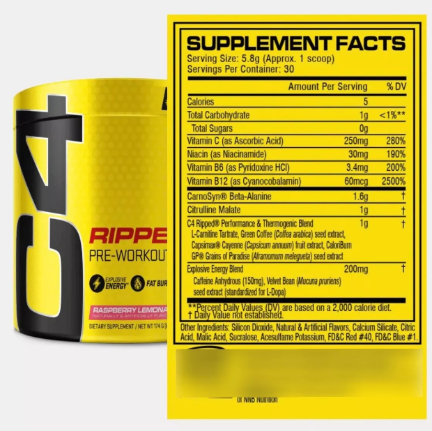 Pre-treino C4 Ripped (180g) 30 Doses - Cellucor - Spartacus Importados