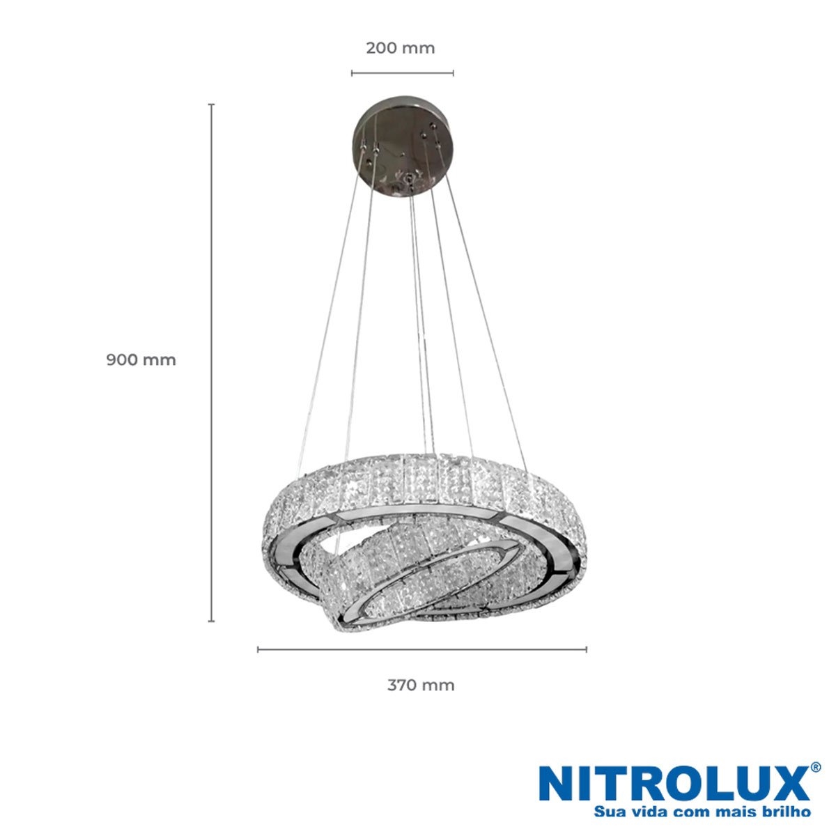 Lustre Pendente Cristal 3 em 1 45W LTP002 Prata - Nitrolux - Oca Pisos ...