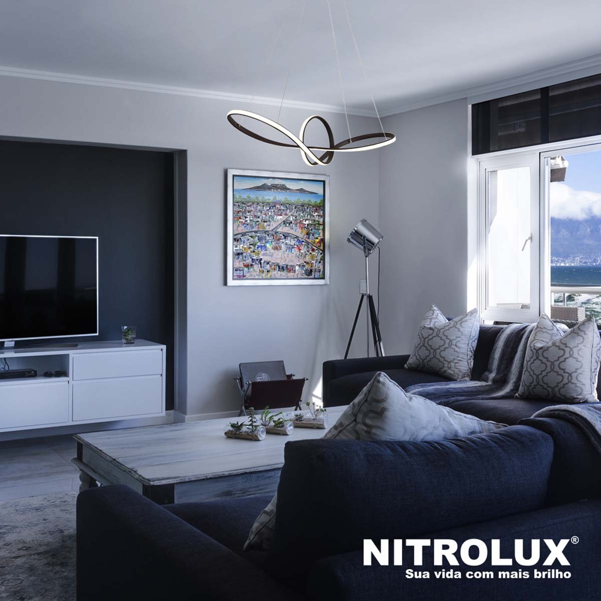 Pendente LED 3 em 1 45W LP03 Marrom - Nitrolux - Oca Pisos e Revestimentos
