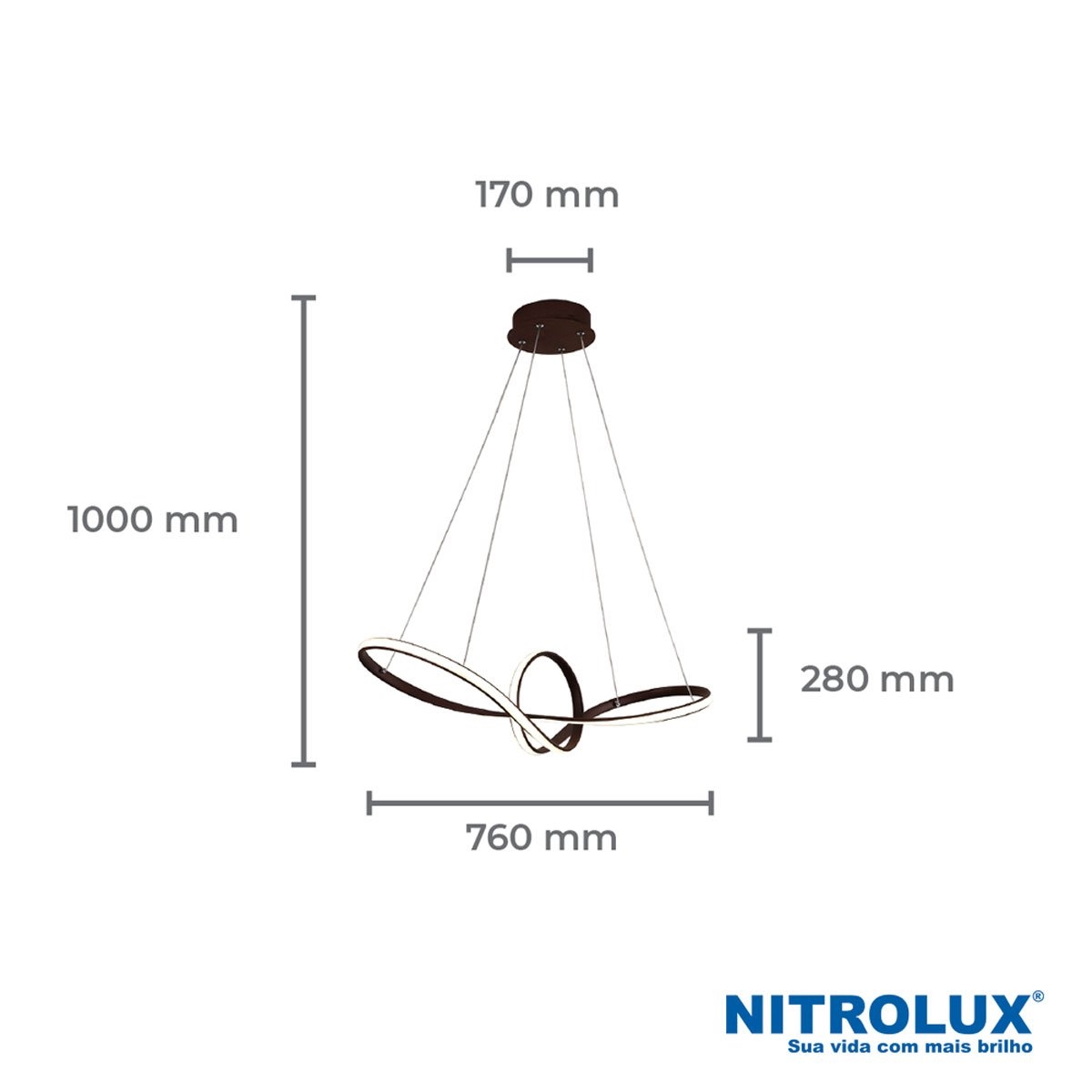 Pendente LED 3 em 1 45W LP03 Marrom - Nitrolux - Oca Pisos e Revestimentos