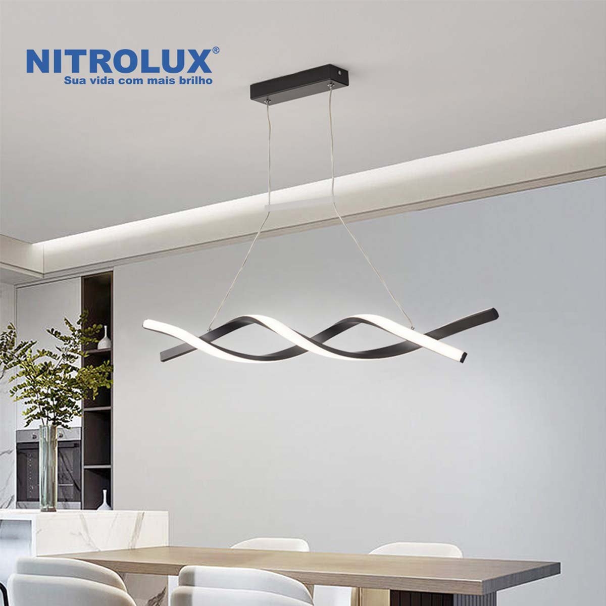 Pendente LED 3 Em 1 30W LP202P Preto - Nitrolux - Oca Pisos e Revestimentos