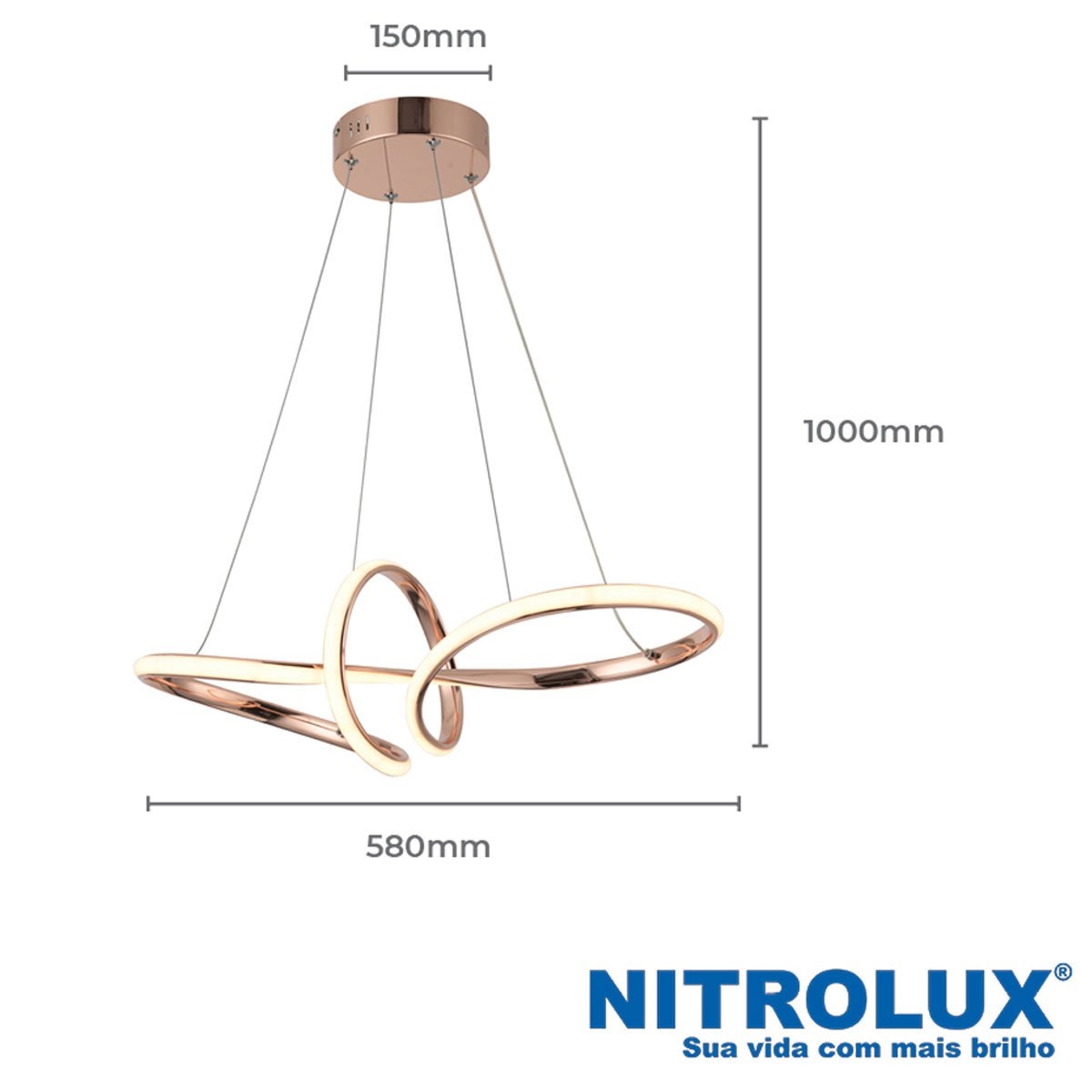 Pendente LED 3 Em 1 Bivolt 35W LP01R Rosê - Nitrolux - Oca Pisos e ...