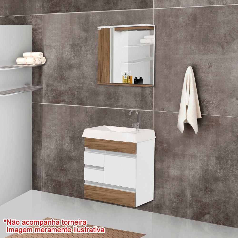 Kit Gabinete Para Banheiro Suspenso Napole Nogal A J Rorato - Oca Pisos ...