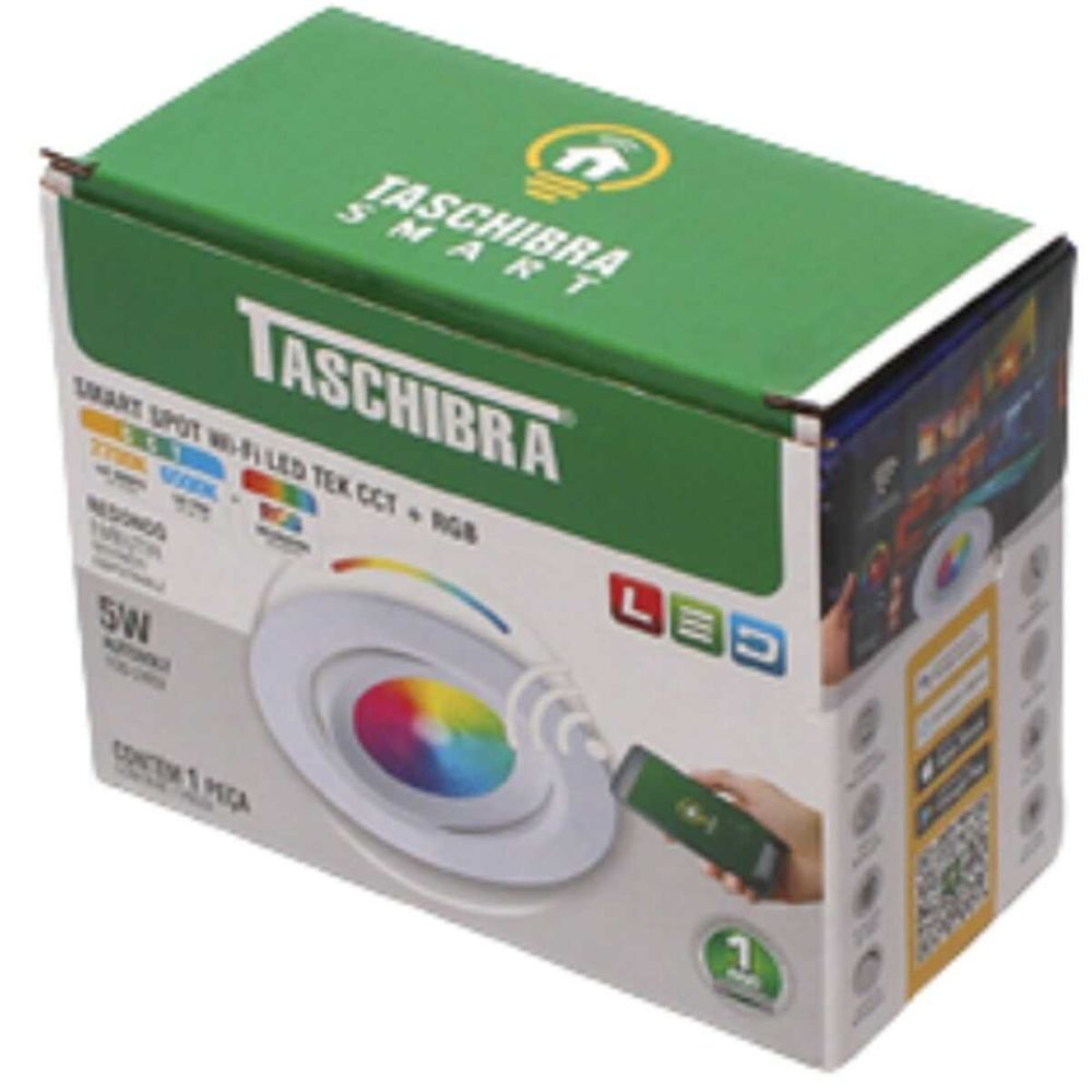 Smart Spot De Embutir Wi-fi Led Tek 5w Redondo Rgb+cct Taschibra - Oca Pisos e Revestimentos