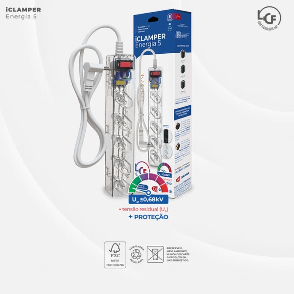 Filtro De Linha Dps 5 Tomadas 3 Pinos 10a Bivolt Energia Transparente Clamper - Oca Pisos e ...