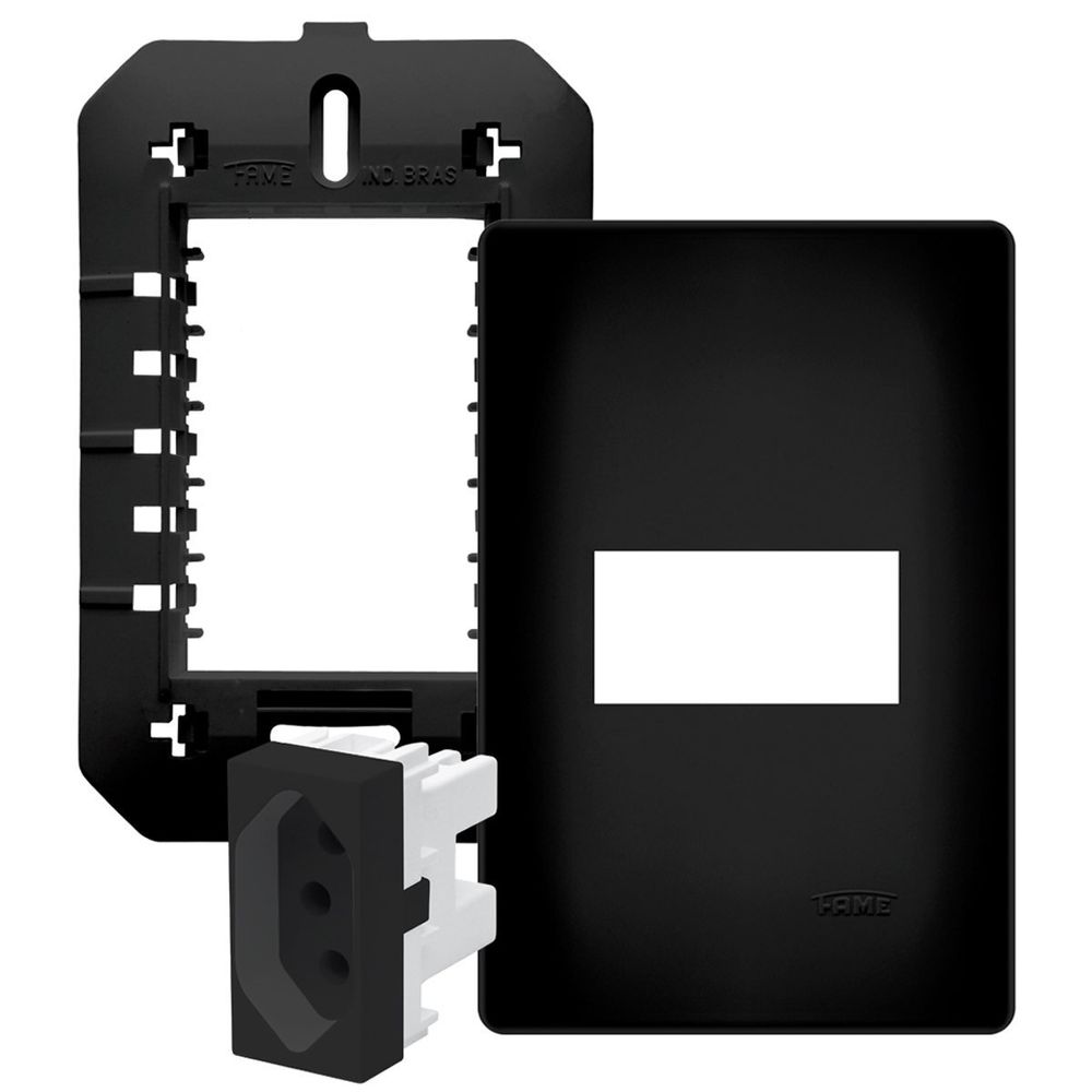Tomada Simples 2p+t De Embutir 250v 20a Habitat 4054 Preto Fame - Oca Pisos e Revestimentos