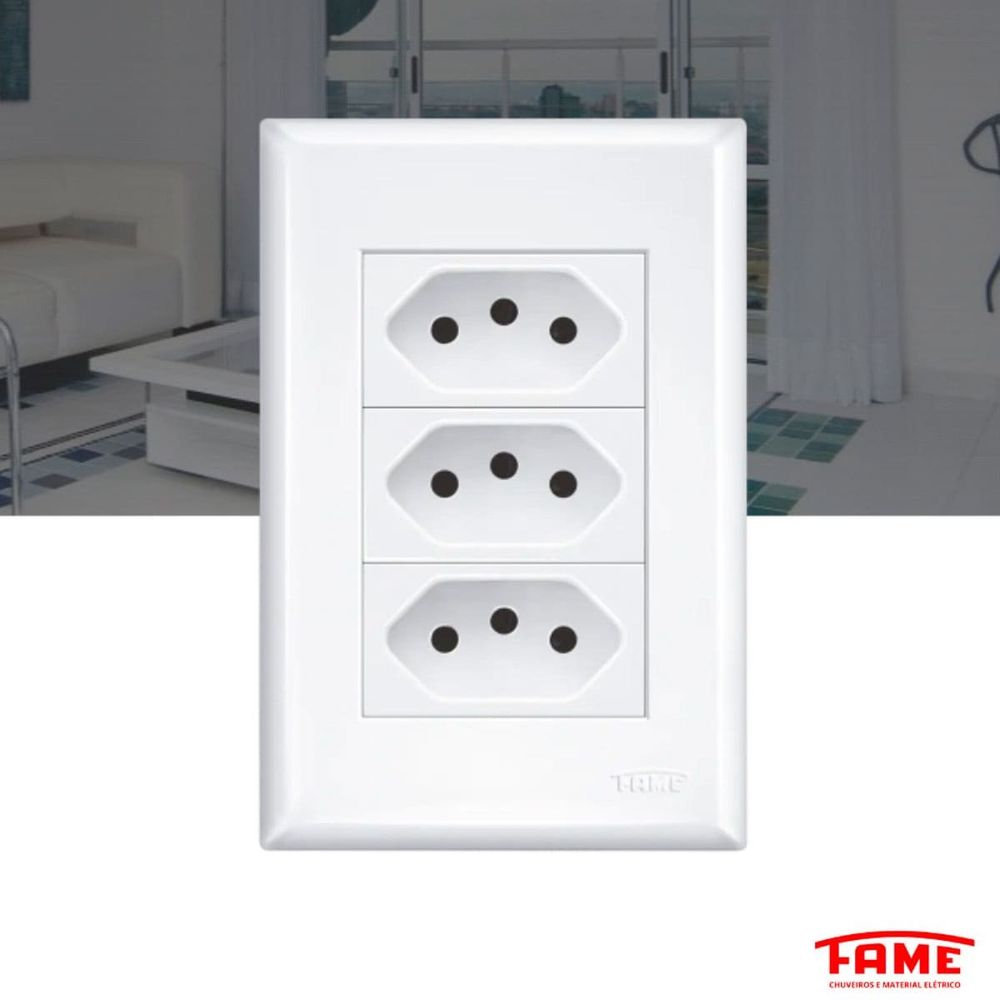 Tomada Tripla 2p+t Com Placa 20a/250v Evidence 3268 Branco Fame - Oca ...