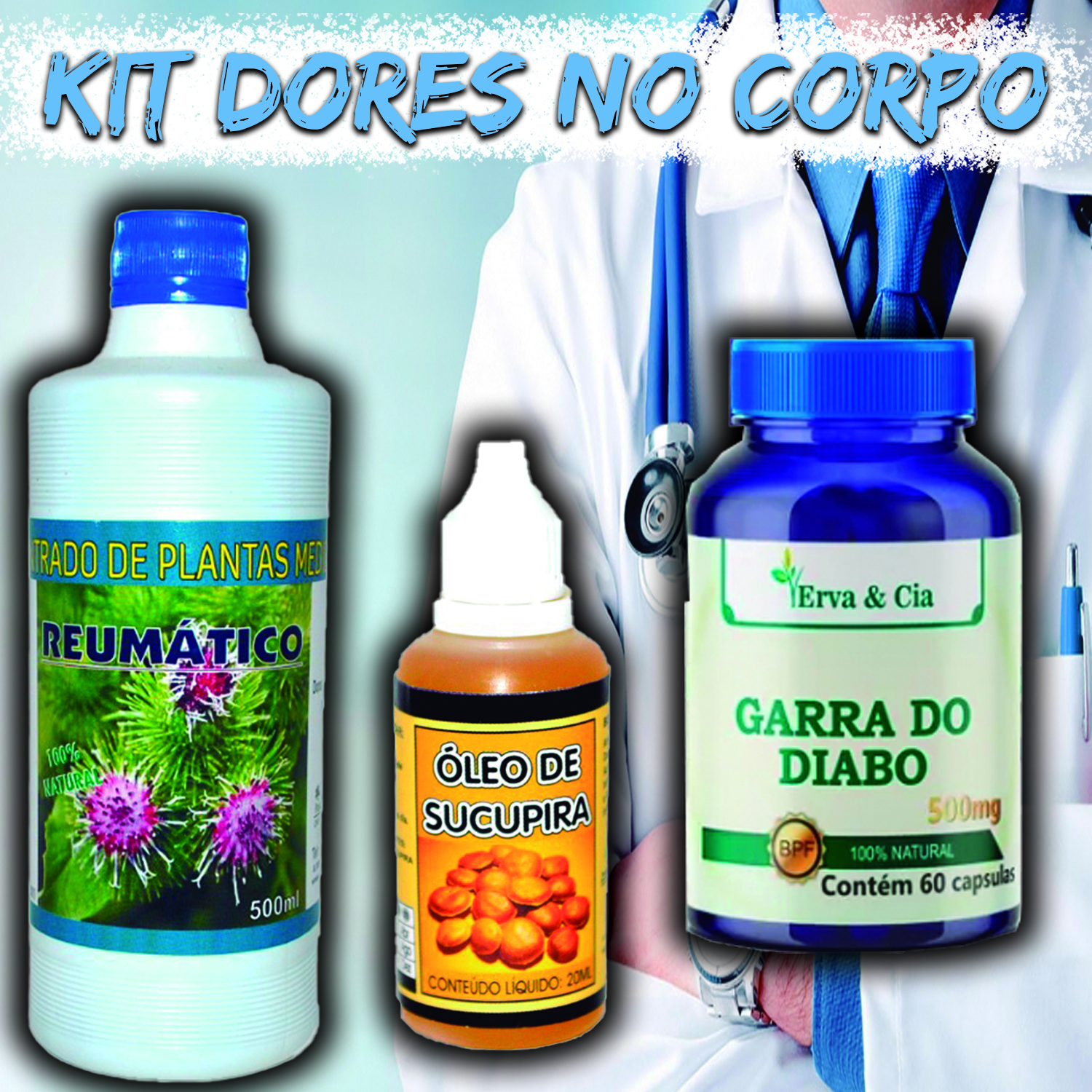 Kit Dores no Corpo - Reumatico - Oleo de Sucupira - Garra do Diabo ...