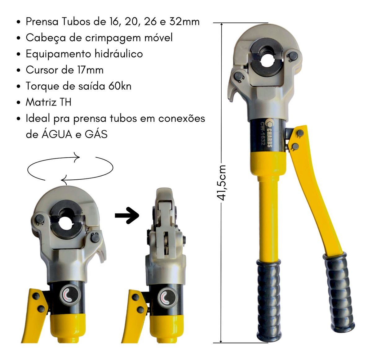 Alicate Hidráulico Prensa Tubo Pex 16-32mm Conexões Água Gás - www ...