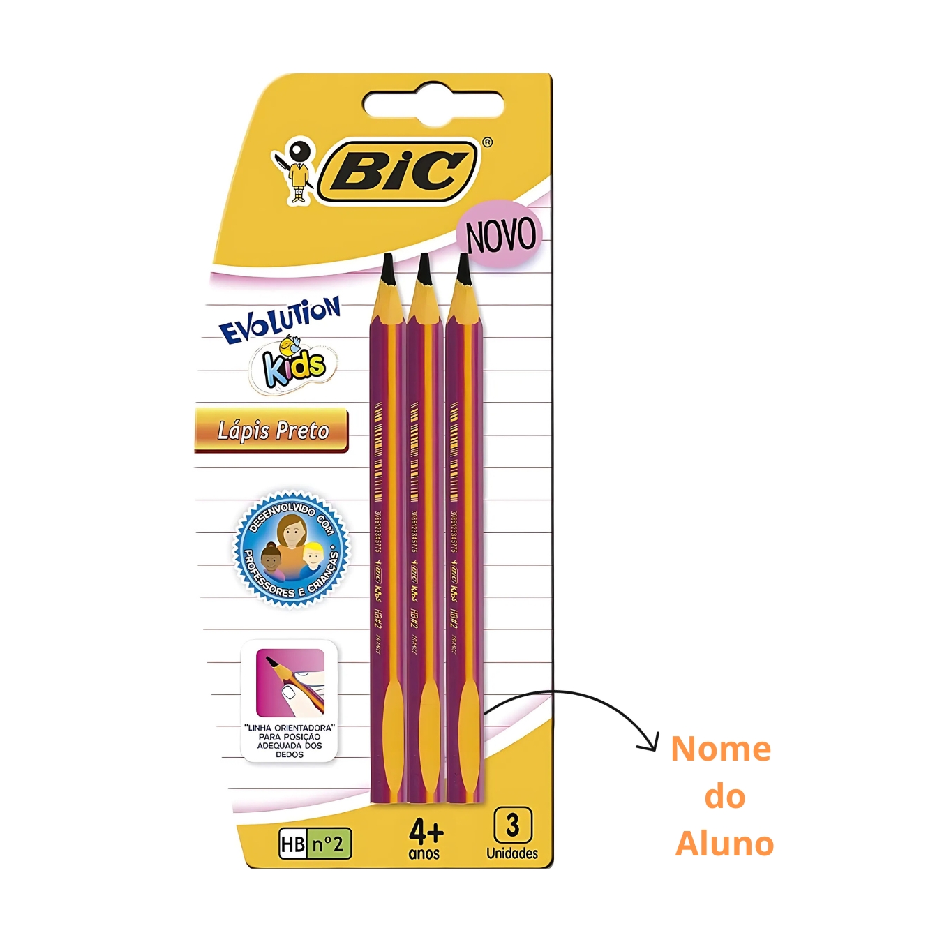 Lápis 3 Unidades Evolution Kids Preto - Bic - Pronto Print Solucões Com.Visual