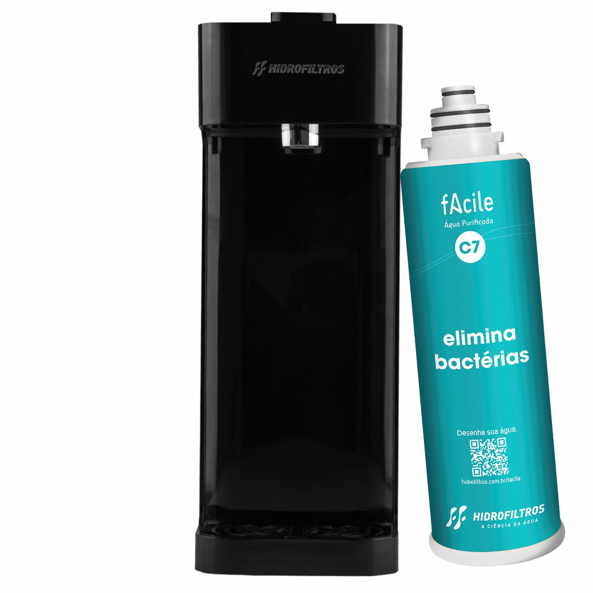 Purificador de Água fAcile C7 Preto - PiscinaOnline.com.br