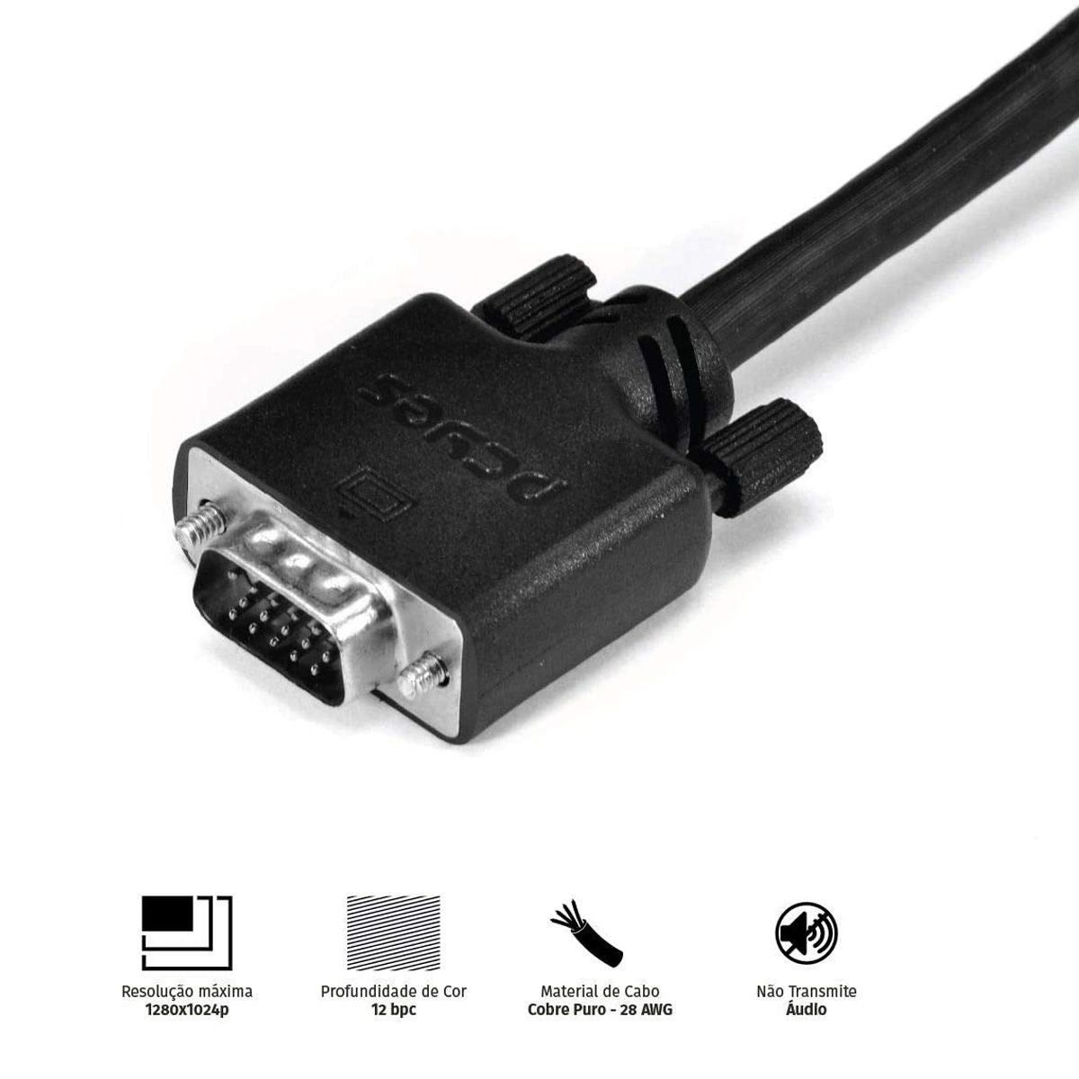 Cabo VGA x VGA 15 Pinos Macho 10m PVM1510 Preto PCyes - Originaltech ... Cabo VGA x VGA 15 Pinos Macho 10m PVM1510 Preto PCyes - Originaltech ...
