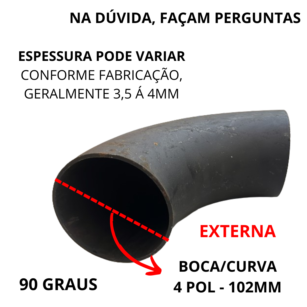 Curva, cotovelo de 4 (externa) 90 graus, em aço carbono - MEGAFER