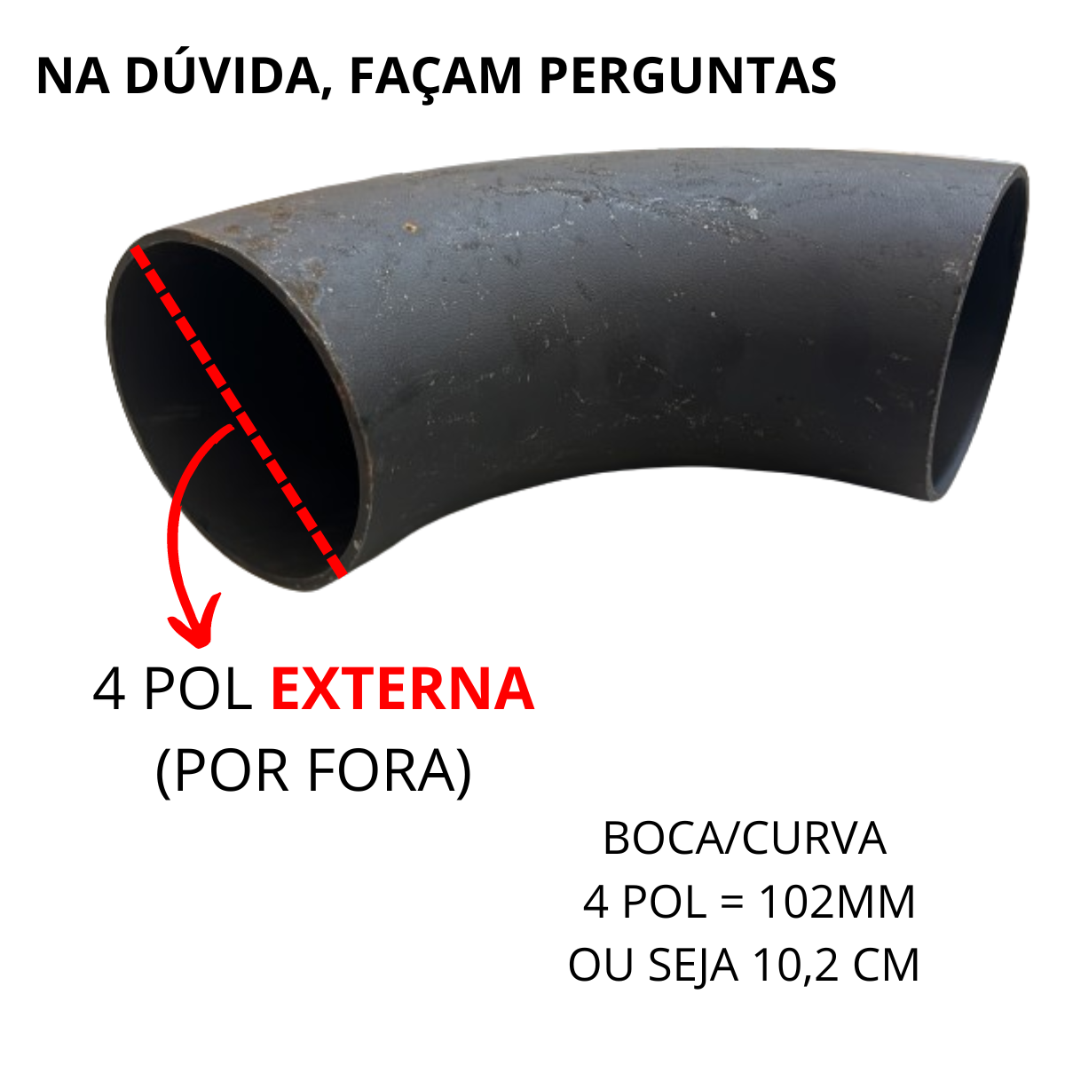 Curva, cotovelo de 4 (externa) 90 graus, em aço carbono - MEGAFER