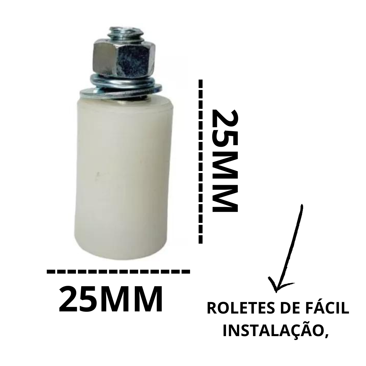 Rolete tecnil em polipropileno 25 mm, utilizado em portões deslizantes ...
