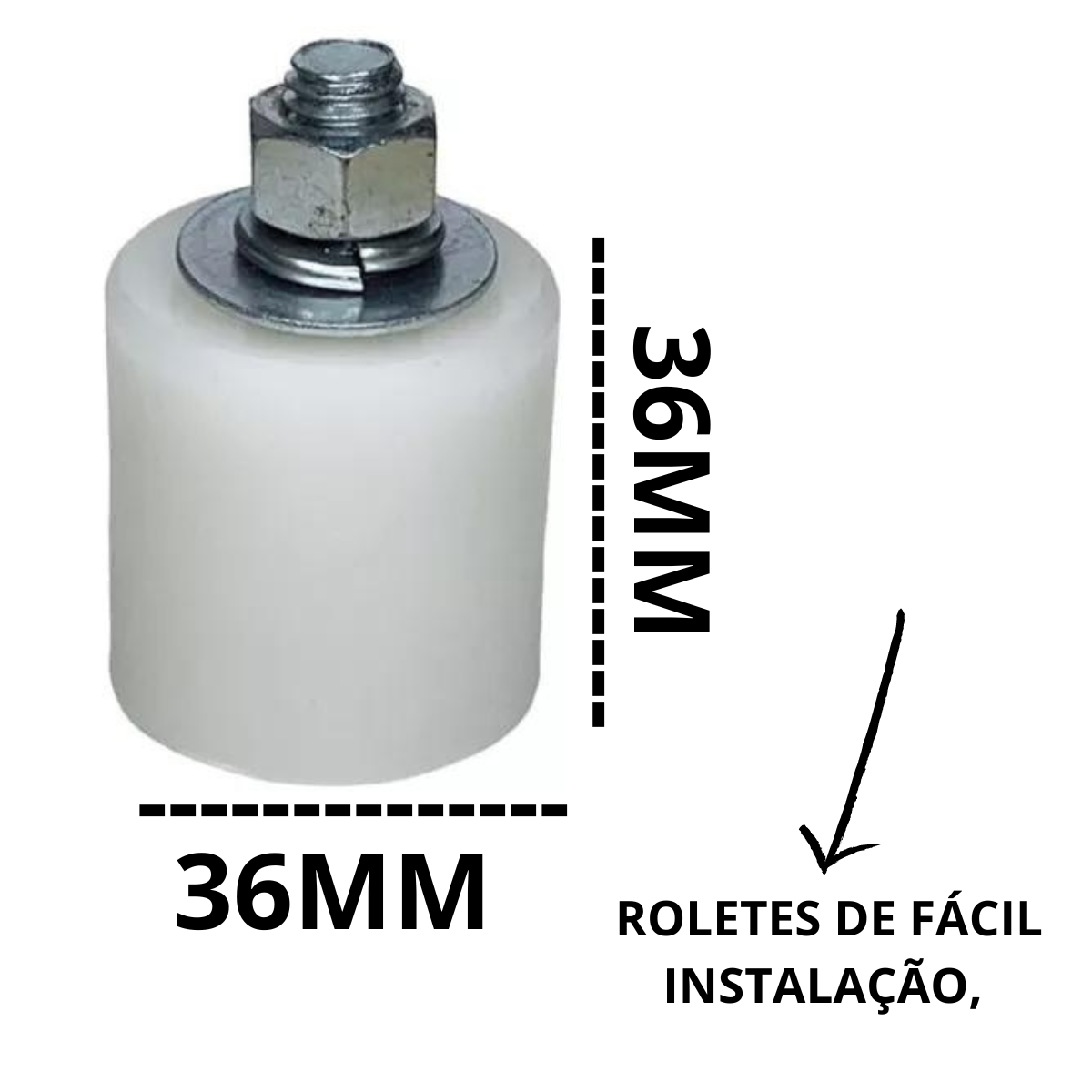 Rolete tecnil em polipropileno 36 mm, utilizado em portões deslizantes ...
