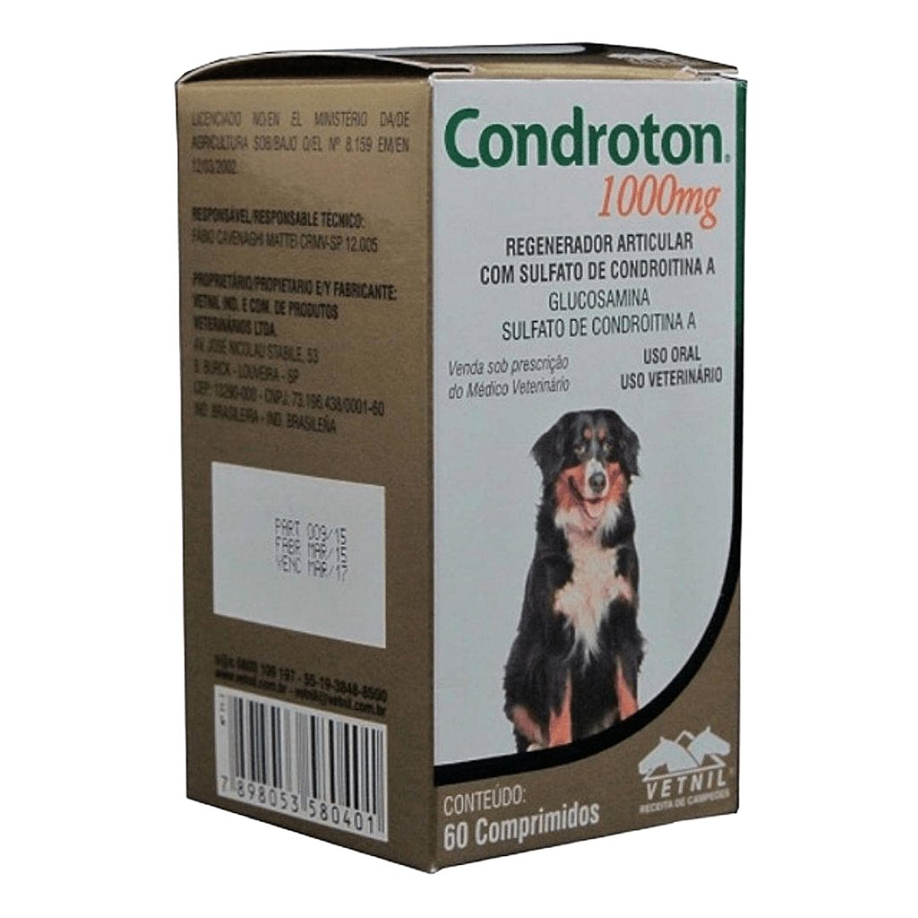 Condroton 1000 Mg 60 Comprimidos - Vetnil - KV Medical Produtos ...
