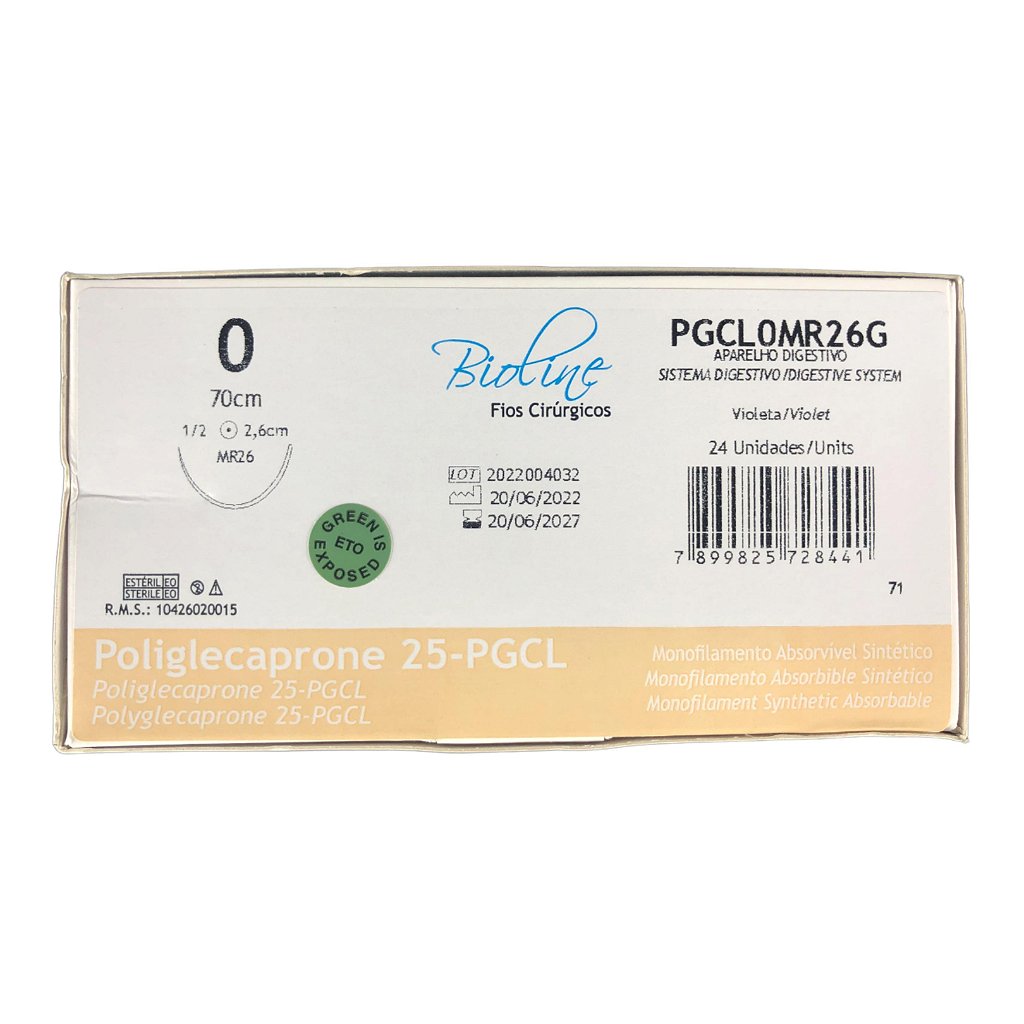 PGCL - Fio Poliglecaprone Nº 0 70 cm 1/2 R 2,6 cm Unitário - Bioline ...
