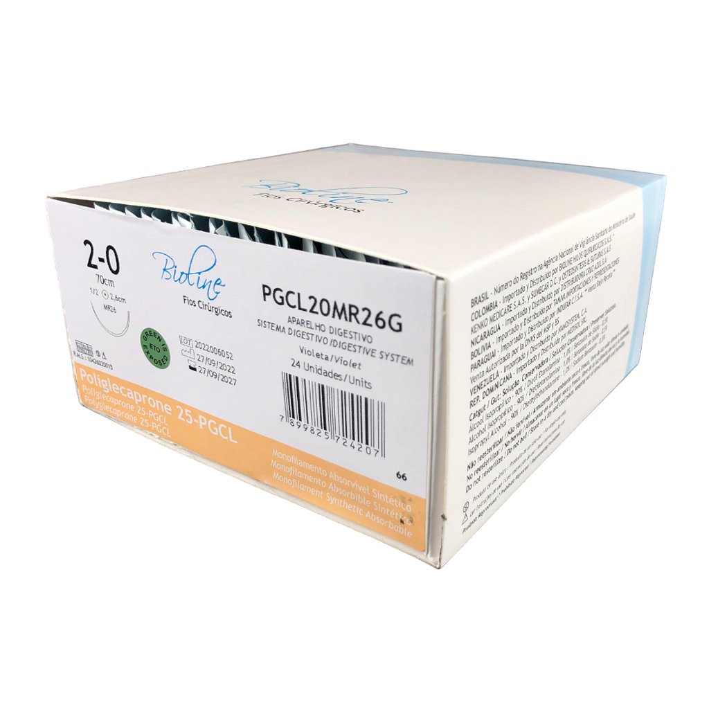 PGCL - Fio Poliglecaprone Nº 2-0 70 cm 1/2 R 2,6 cm Unitário - Bioline ...