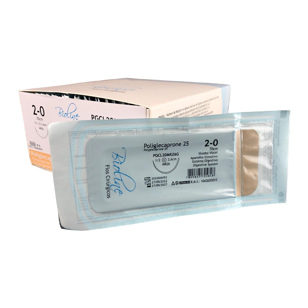 PGCL - Fio Poliglecaprone Nº 2-0 70 cm 1/2 R 2,6 cm Unitário - Bioline ...