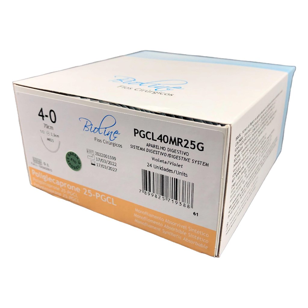 PGCL - Fio Poliglecaprone Nº 4-0 70 cm 1/2 R 2,5 cm Unitário - Bioline ...
