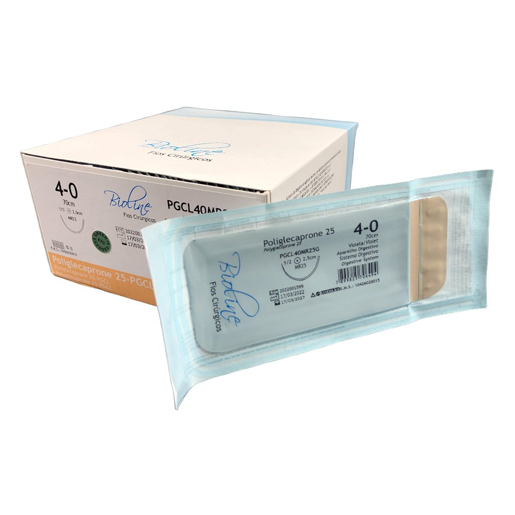 PGCL - Fio Poliglecaprone Nº 4-0 70 cm 1/2 R 2,5 cm Unitário - Bioline ...