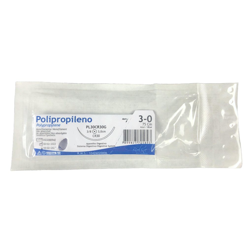 PL - Fio Polipropileno Nº 3-0 75 cm 3/8 R 3,0 cm Unitário - Bioline ...