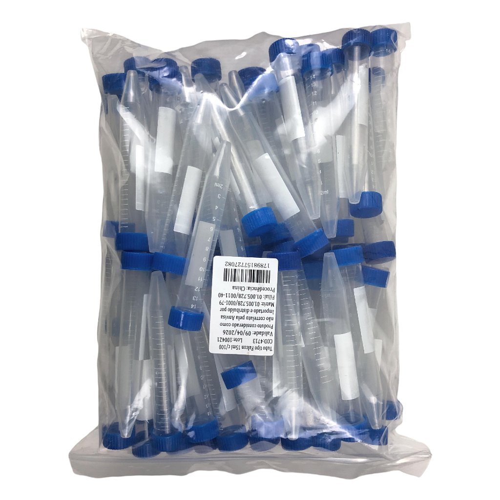 Tubo Tipo Falcon Estéril 15 mL Pacote Com 100 Unidades - LaborCare - KV ...