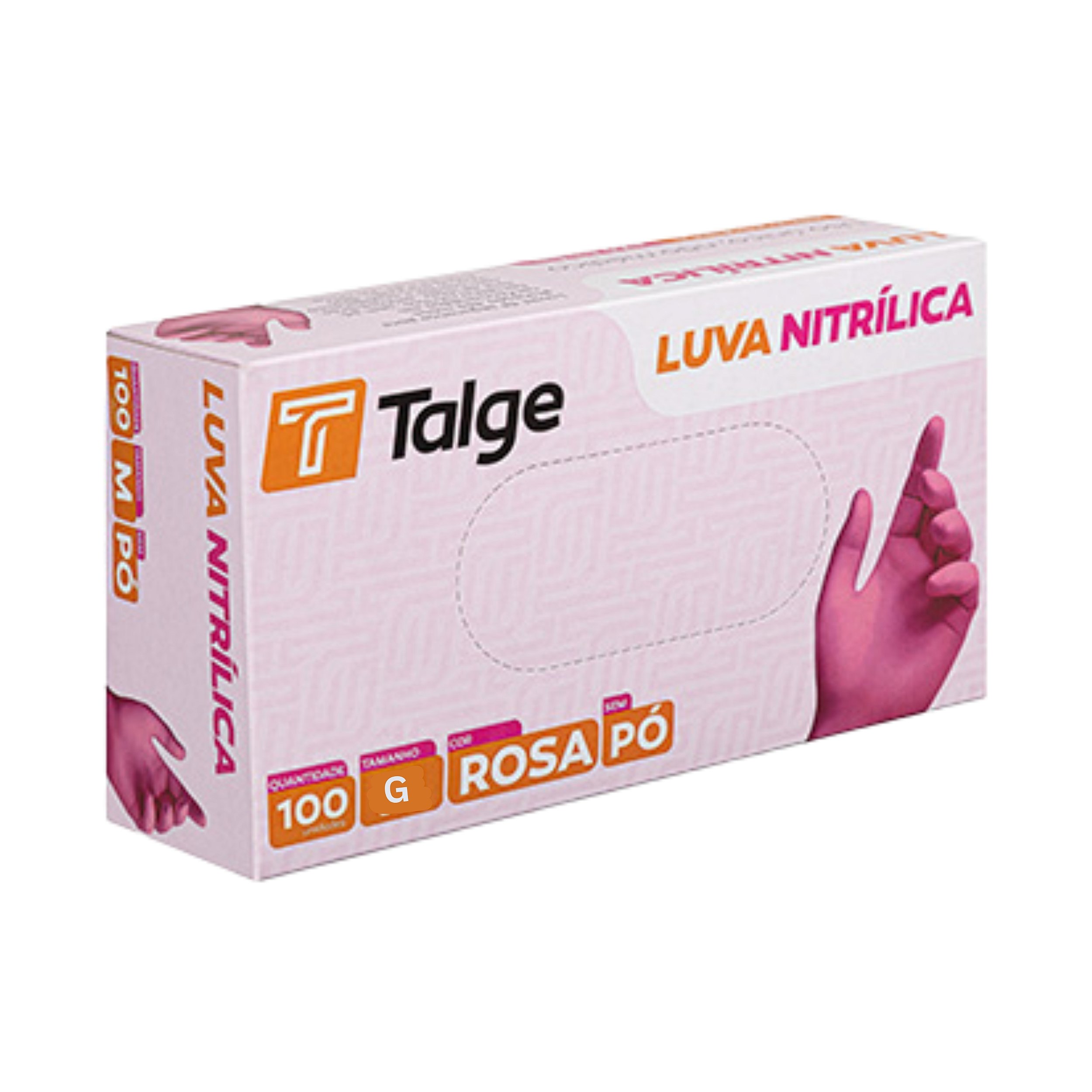 Luva Nitrílica Rosa Sem Pó 100 Unidades Tamanho G - Talge - KV Medical ...