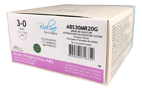 Abs Fio Ácido Poliglicólico N 3-0 70cm 1/2 R 2,0cm Caixa Com 36 Unidades - Bioline - KV Medical ...