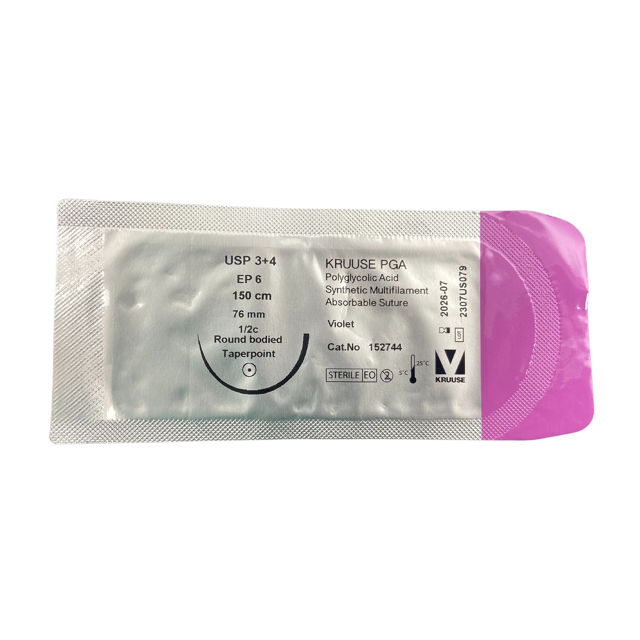 Fio de Sutura USP 3 + 4 PGA Ácido Poliglicólico 150 cm Ag. 76 mm EP 6 1/2c Taperpoint 18 ...