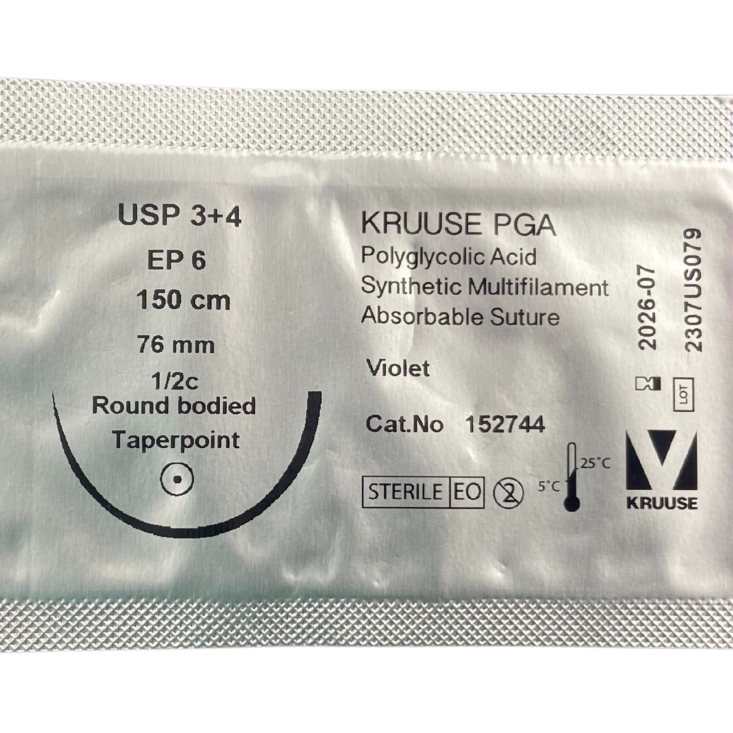 Fio de Sutura USP 3 + 4 PGA Ácido Poliglicólico 150 cm Ag. 76 mm EP 6 1/2c Taperpoint 18 ...