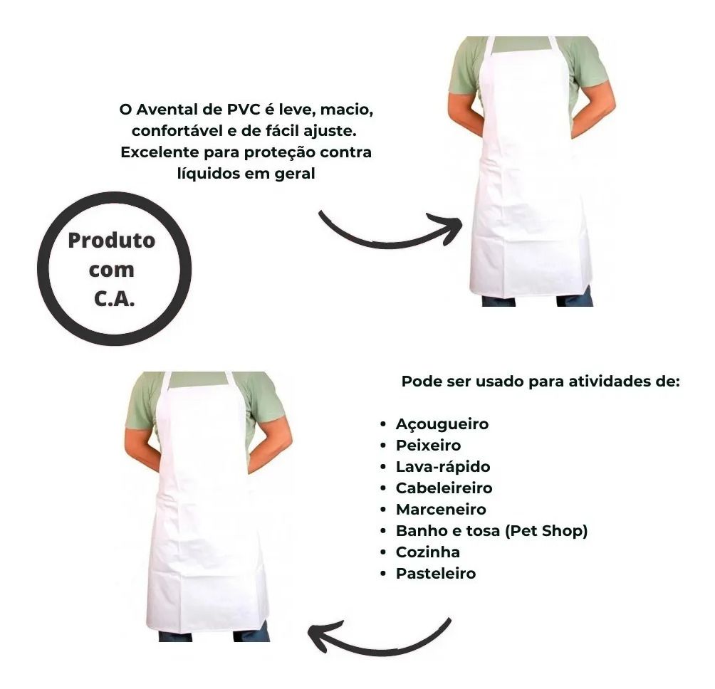 Avental PVC Impermeável Branco 120x070 com Fivela | Original EPI ...