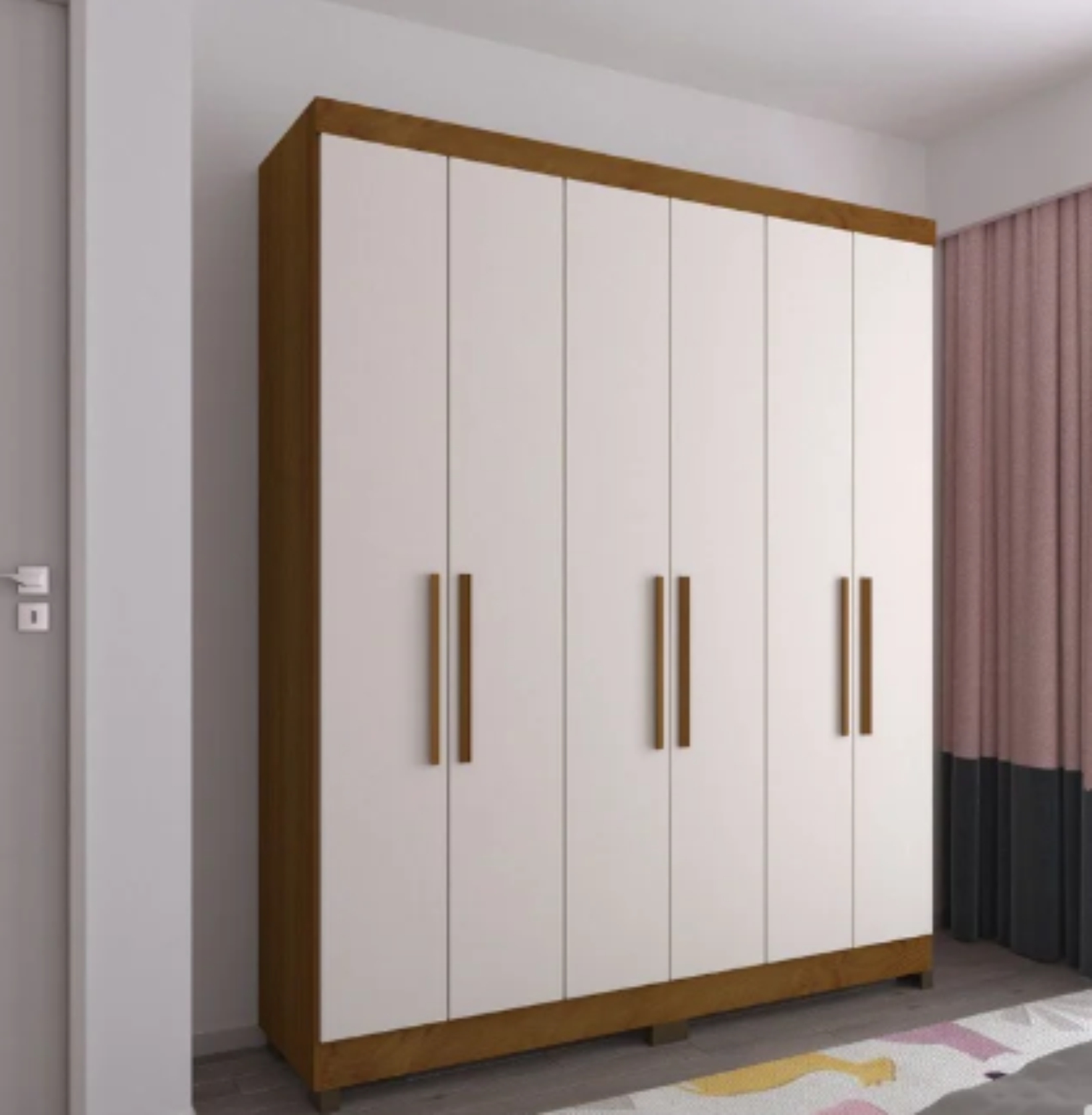 Guarda Roupa Casal 6 Portas com Pés Gênova Luciane Móveis na cor Freijó ...