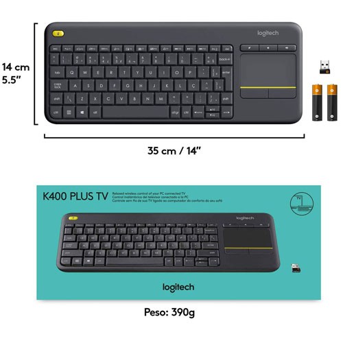Teclado Com Touchpad Wireless Logitech K400 Plus - New Oeste ...