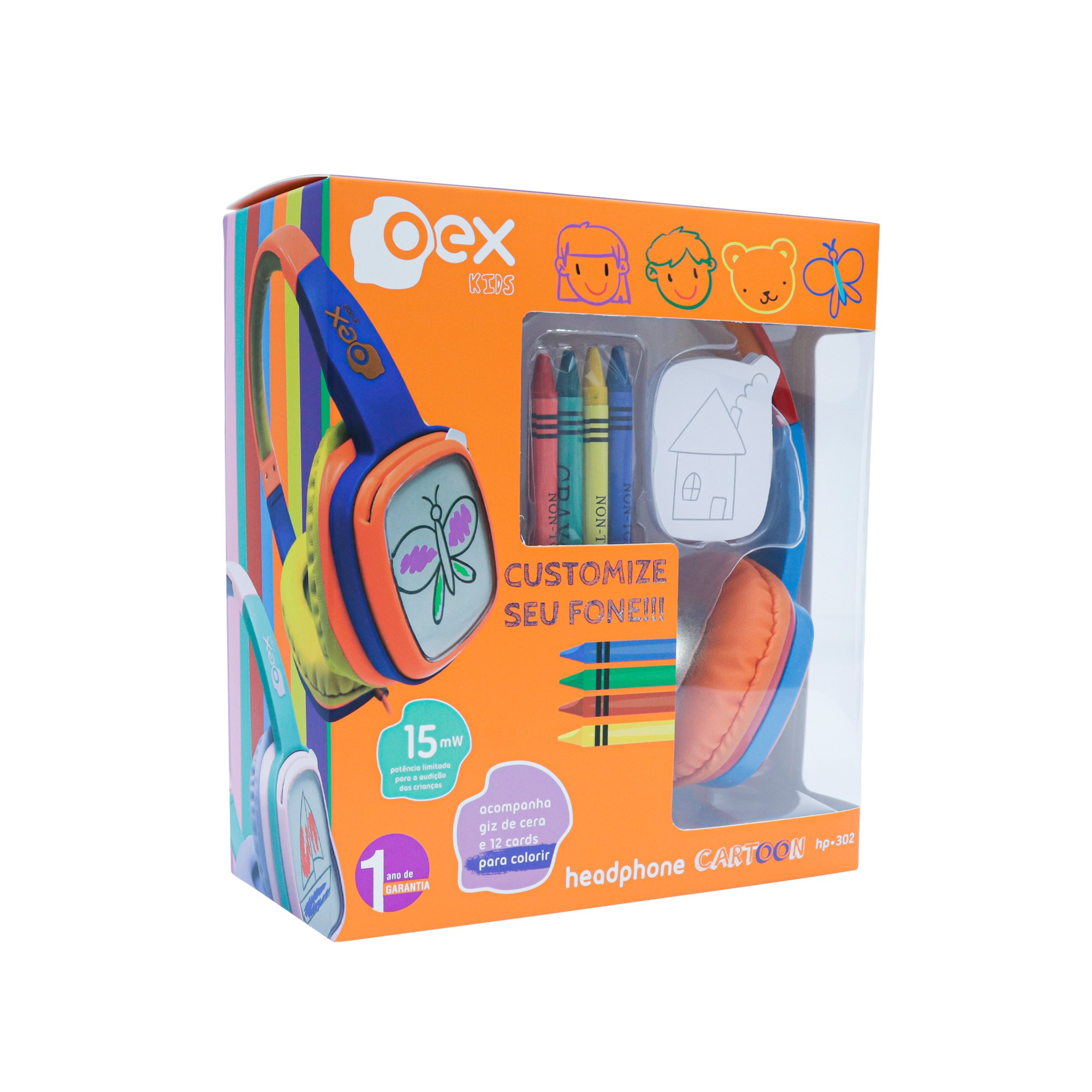 Fone De Ouvido Infantil OEX KIDS Cartoon HP302 85dB - Verde e Roxo ...