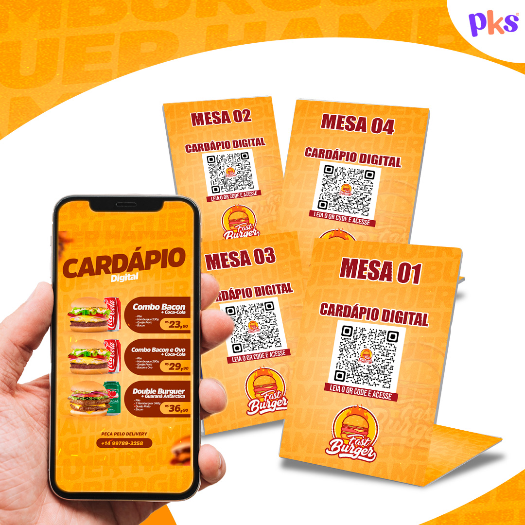 Display Qr Code Cardápio Wi Fi e Mesa - Plakinhas