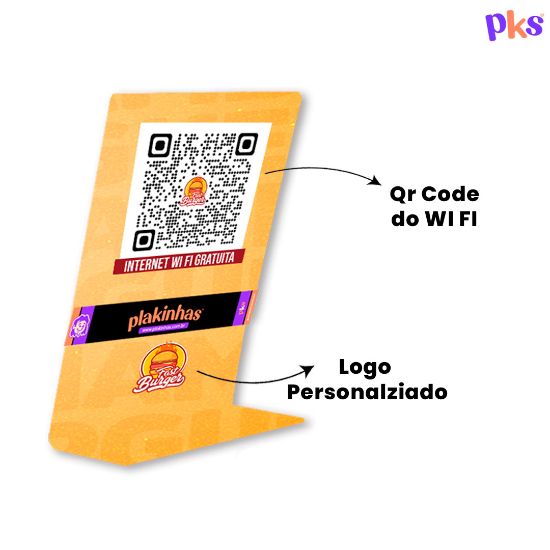 Display Qr Code Cardápio Wi Fi e Mesa - Plakinhas