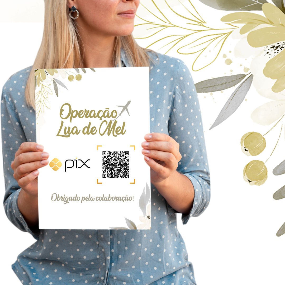 Placa Casamento Lua de Mel Pix Qr Code - Plakinhas