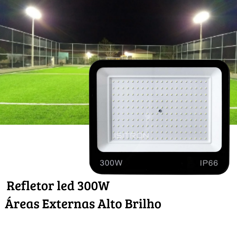 Refletor LED 300W SLIM IP66 Branco Frio - isitron.com.br