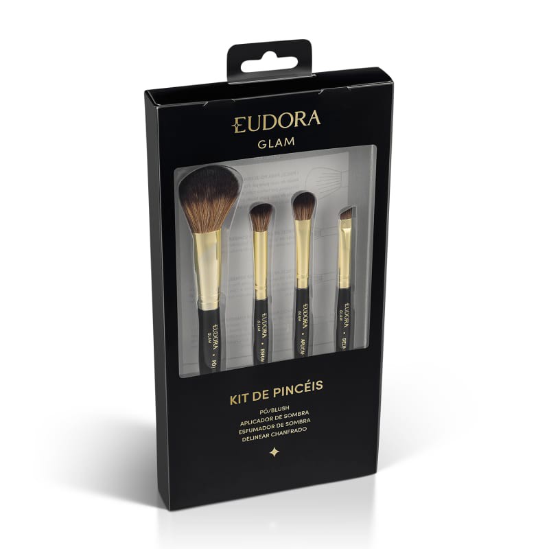Kit Presente Pincéis Eudora Glam (4 itens) - Cosmeticos da ray