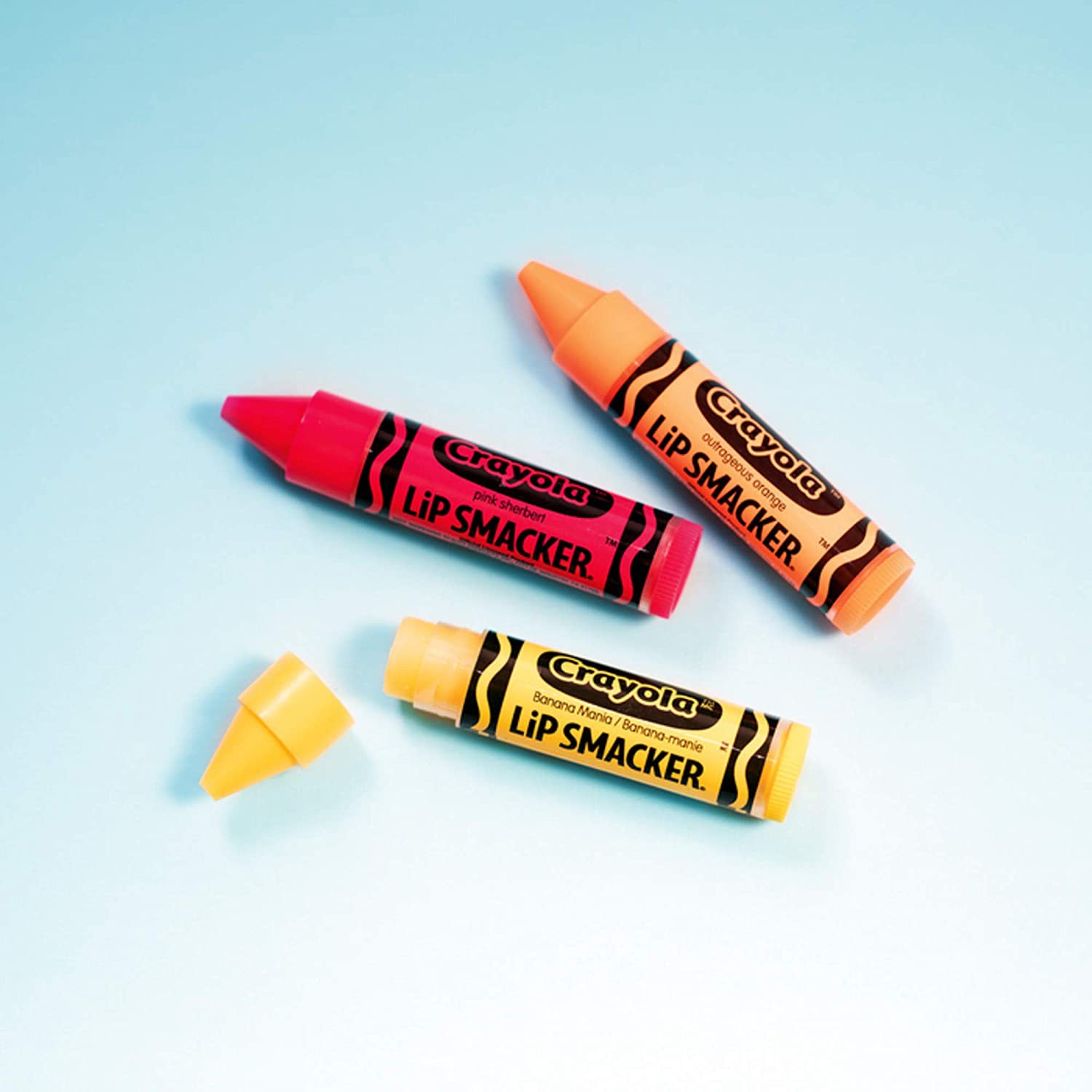 Kit 3 Lip Smacker Crayola Lip Balm (Banana, Laranja e Sorvete Rosa ...